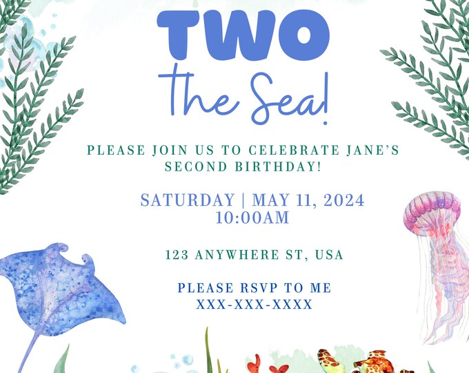 In TWO the Sea Birthday Party Invitation | Toddler Birthday Invitation ...