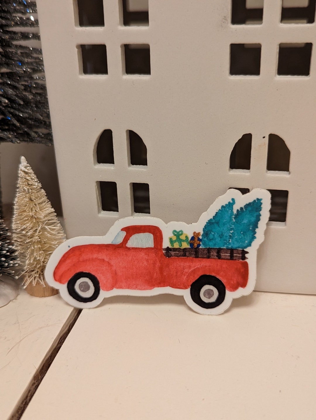 Red Truck Vinyl Sticker - Etsy