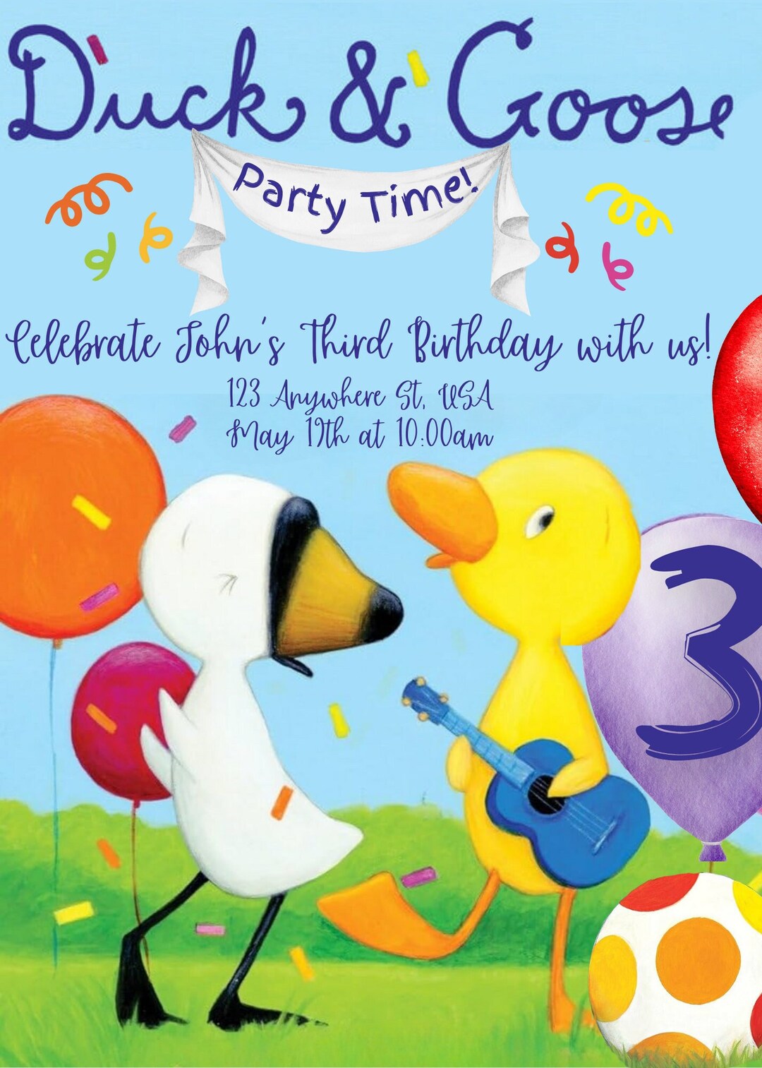 Duck and Goose Party Invitation | Party Time With Duck and Goose ...