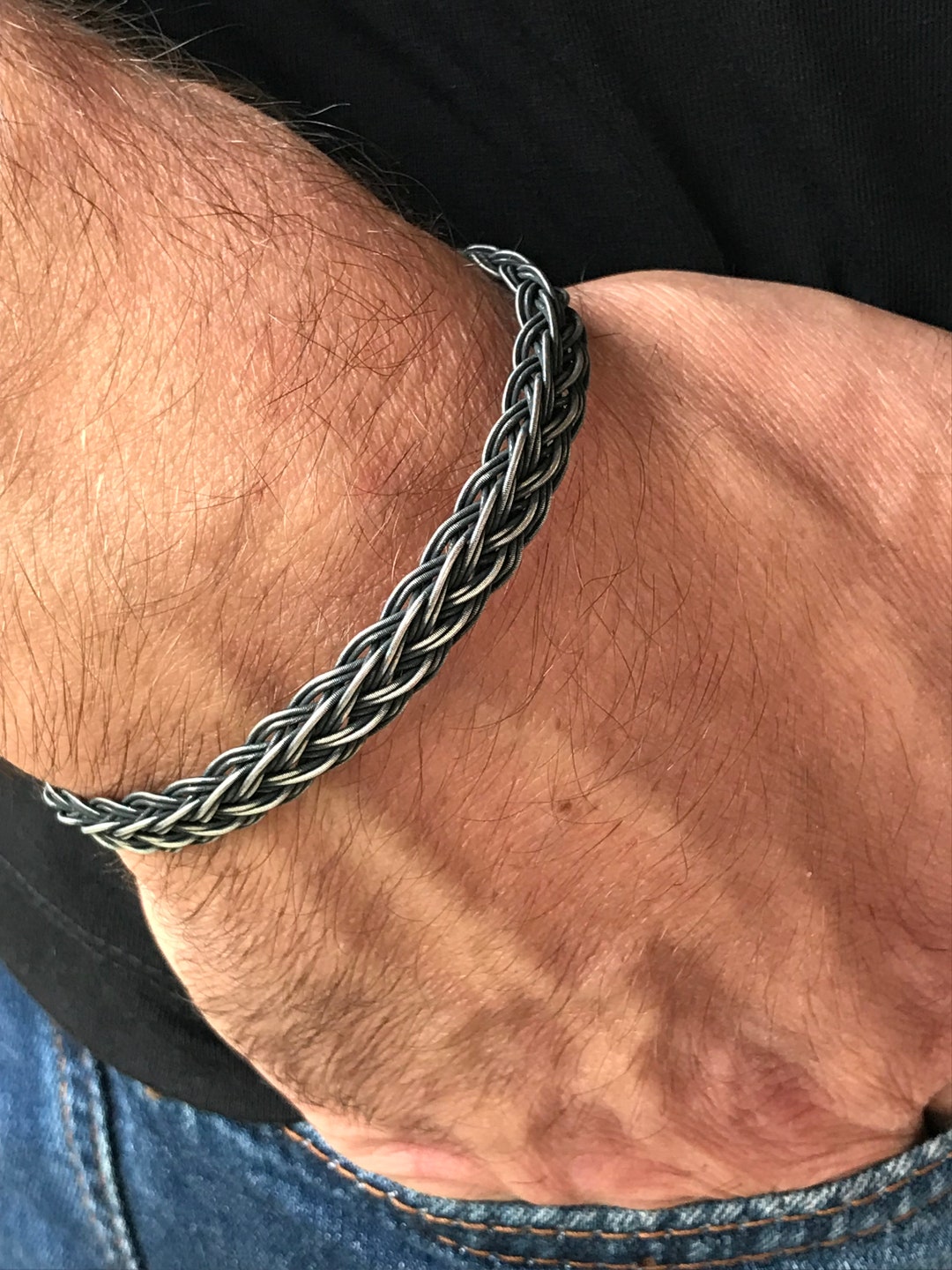 Men's Bracelet, Silver Bracelet for Men, Pure Silver Oxidized Braided ...