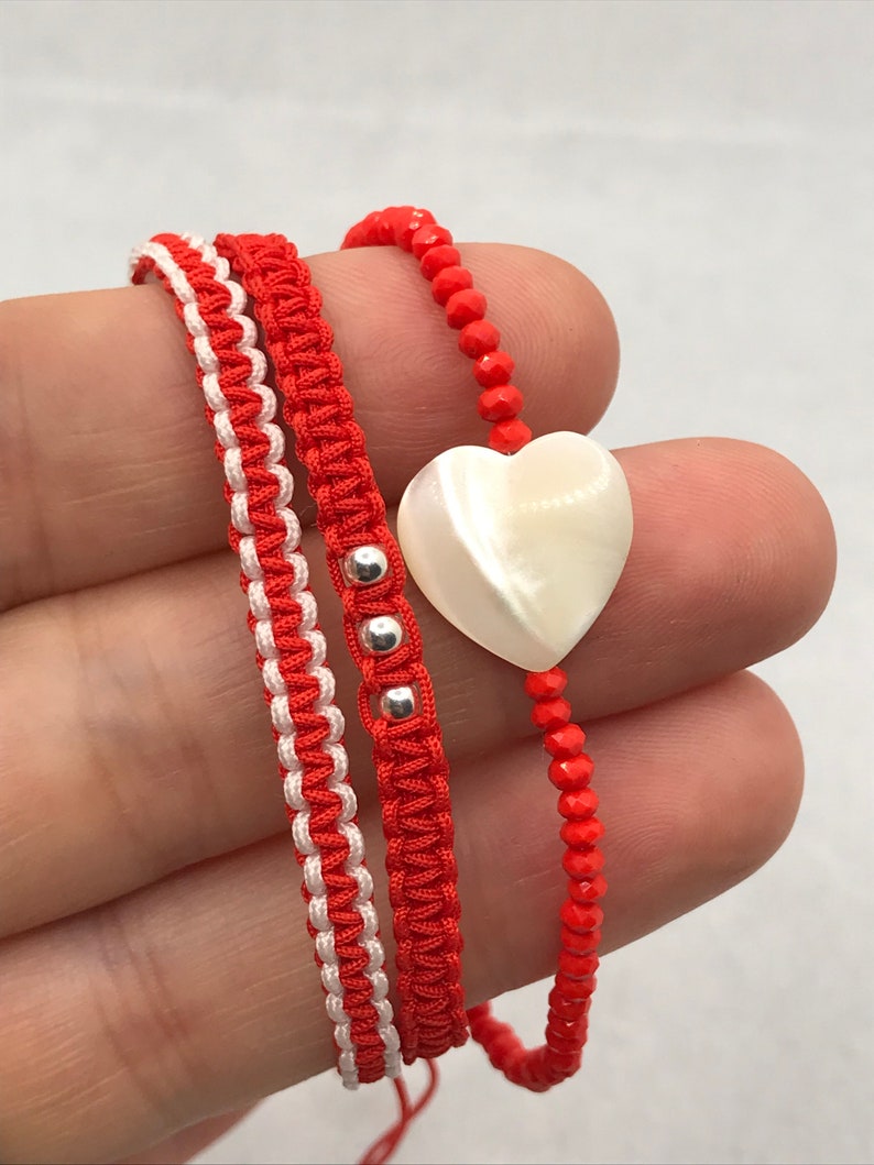 Red Braided Bracelet Friendship Bracelet for Women String - Etsy