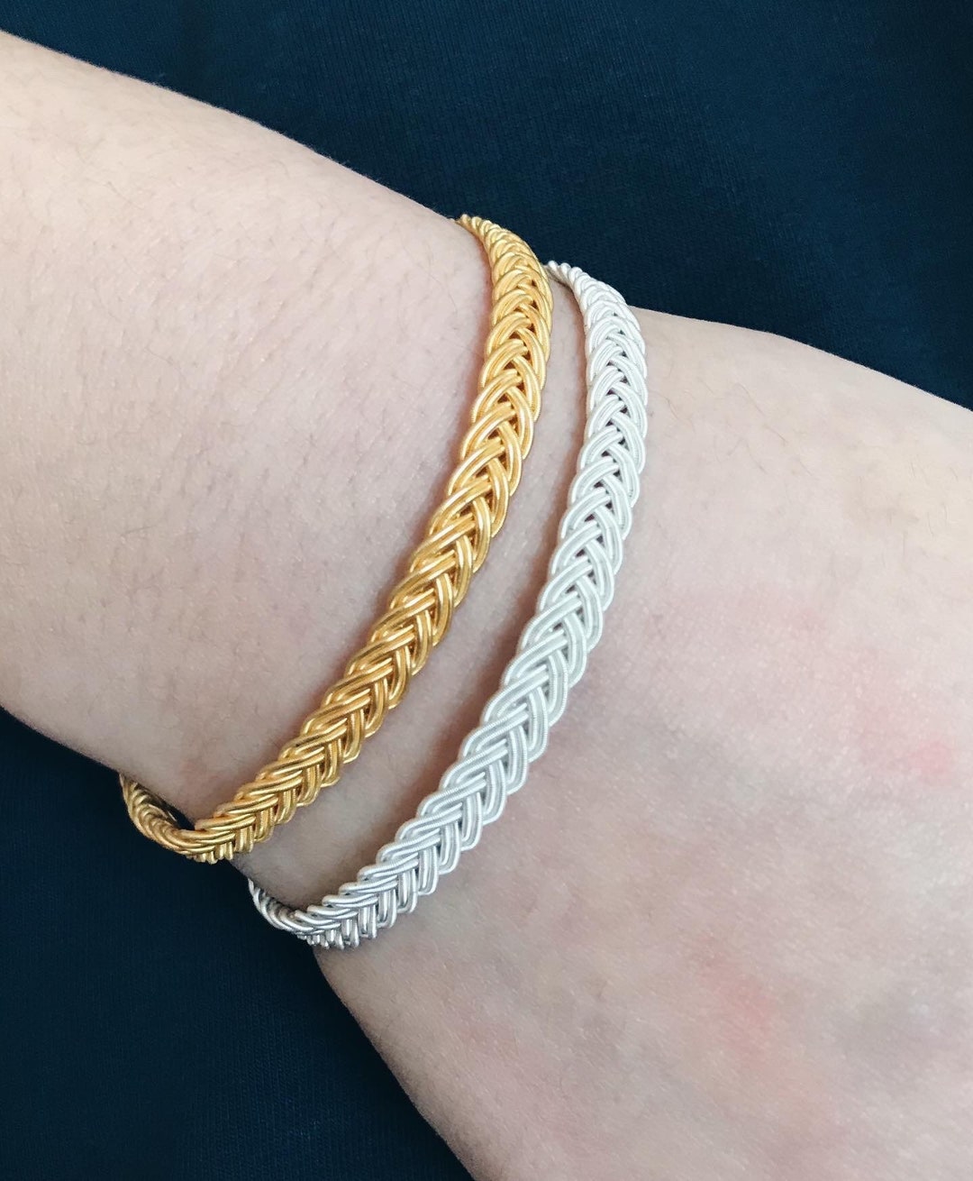 Braided Gold Bracelet, Braided Silver Bracelet, Elegant Bracelet ...