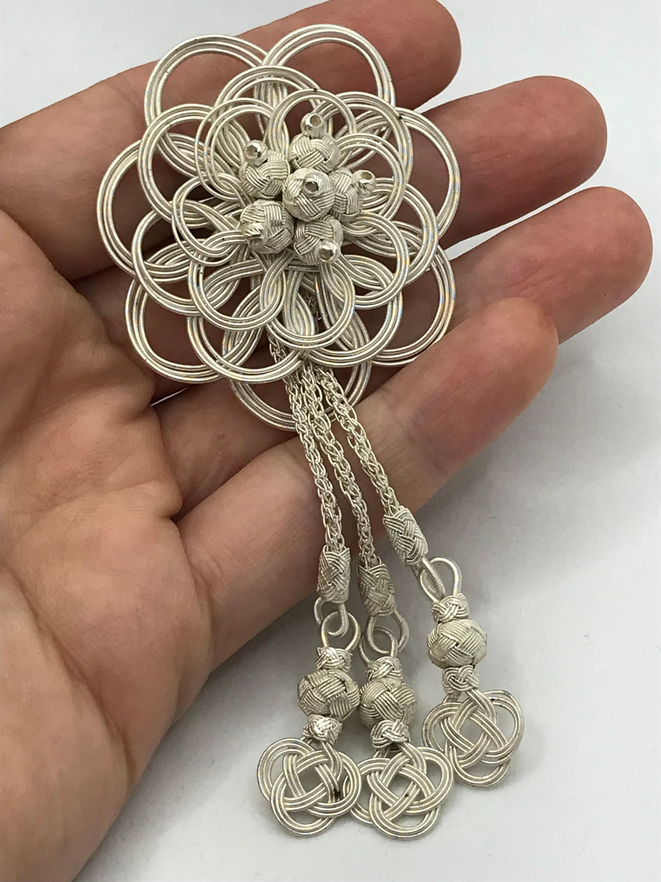 Womens Silver Brooch Silver Hijab Pin Woven Brooch for - Etsy