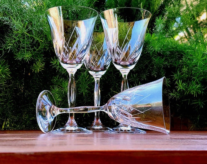 4 Willow Tiffin Franciscan Crystal Champagne Sherbet Coupes Leaves or ...