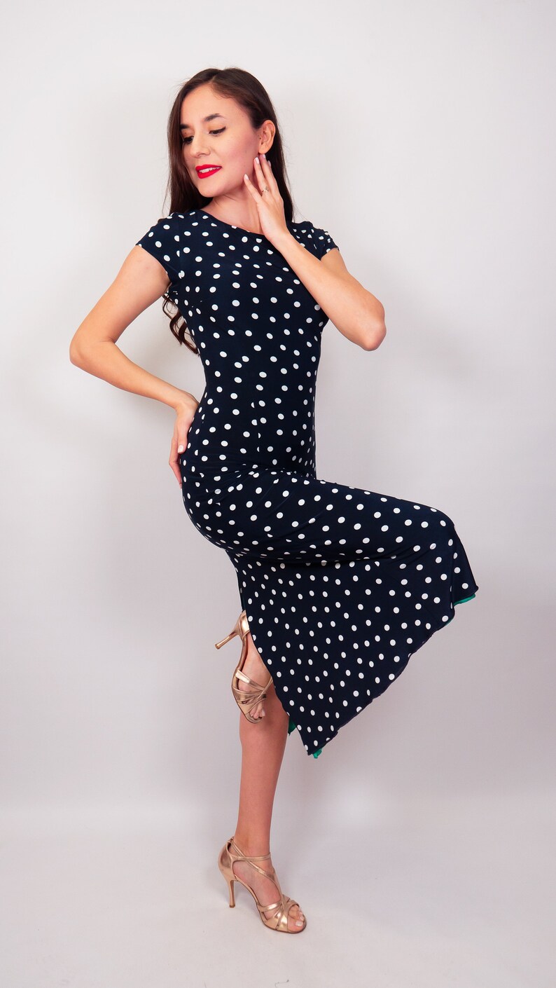 Chique Dancewear Kylee White Dotted Navy Blue & Green - Etsy