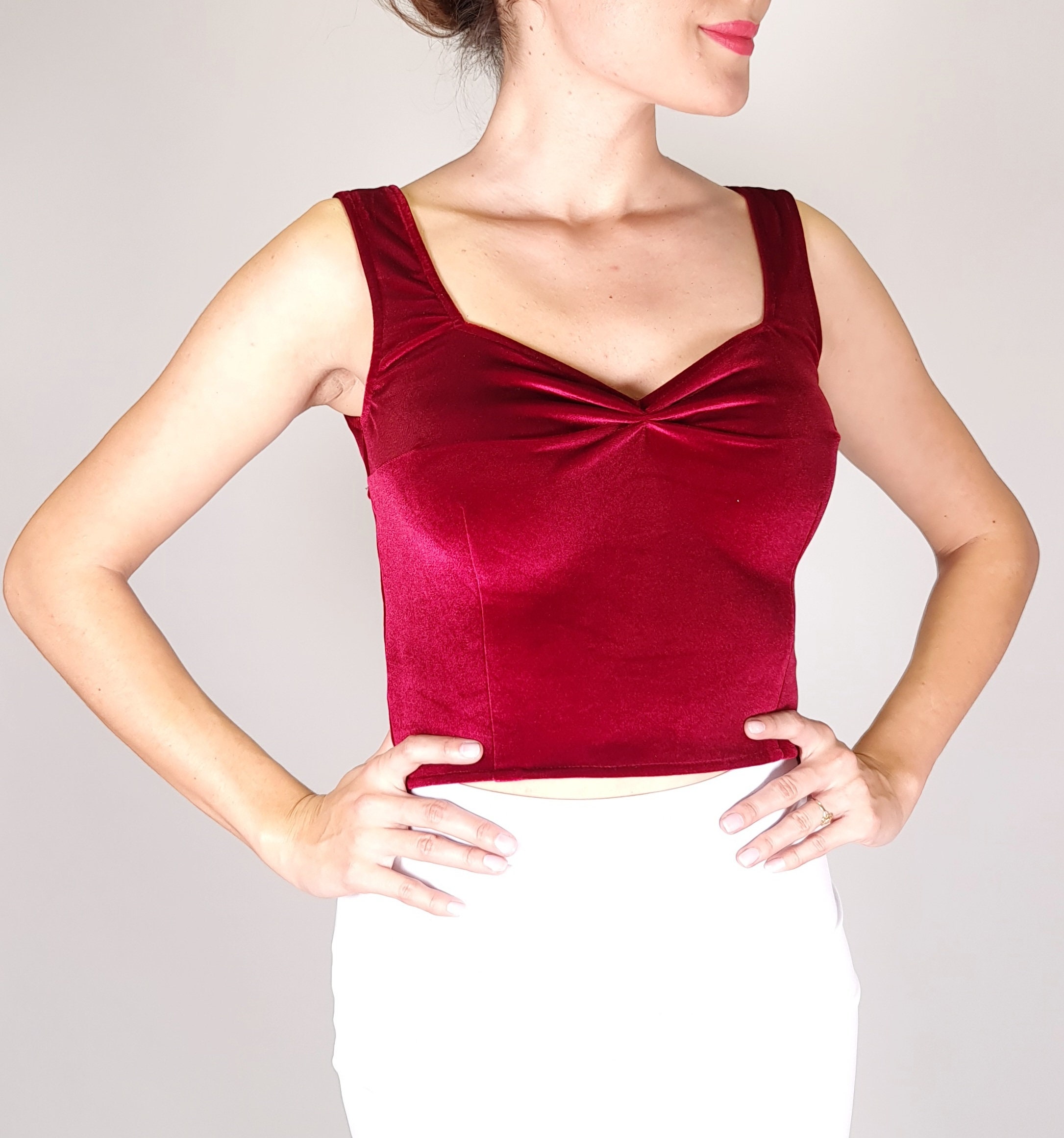Chique Dancewear Andrea Maroon Velvet Tango Top - Etsy