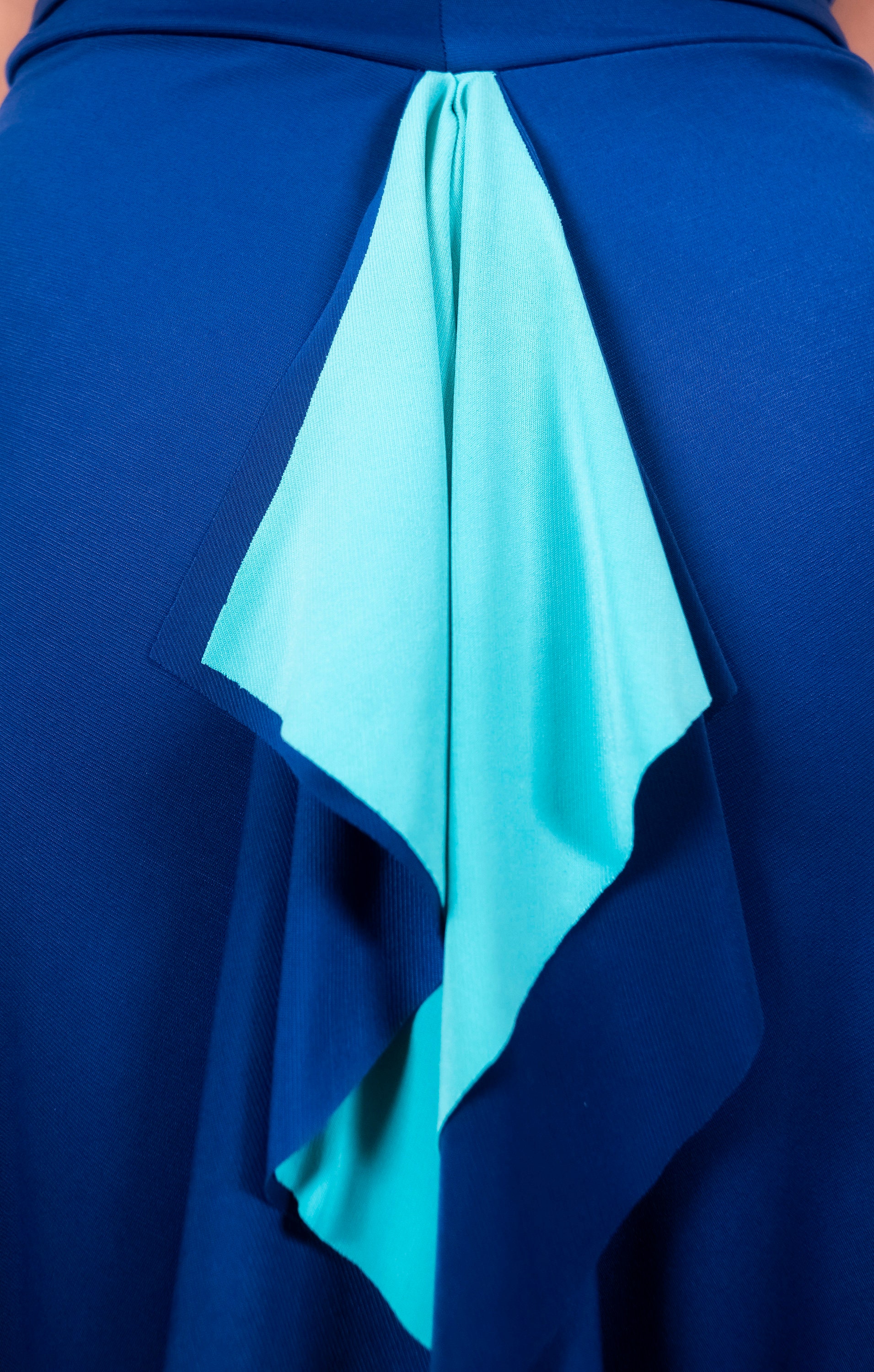 Chique Dancewear Nyla Dark Blue & Turquoise Fish Tail Asymmetric Tango ...