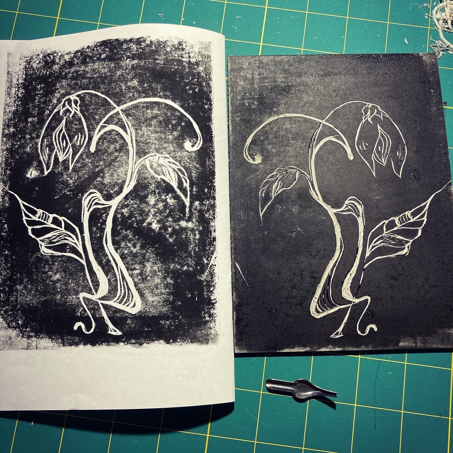 Snowdrop A5 Linocut Print Art-nouveau Flower Handmade | Etsy