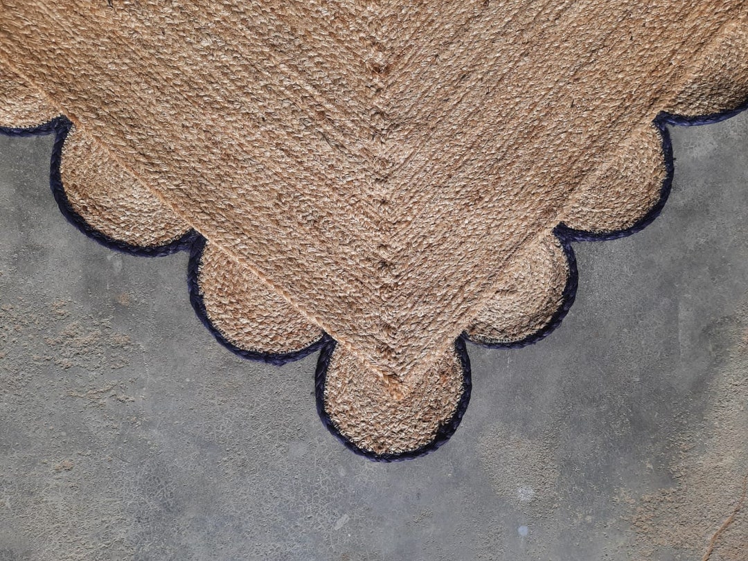 Scalloped Runner Rug Jute Runner Rug,bohemian Scallop Rug, Natural Jute ...
