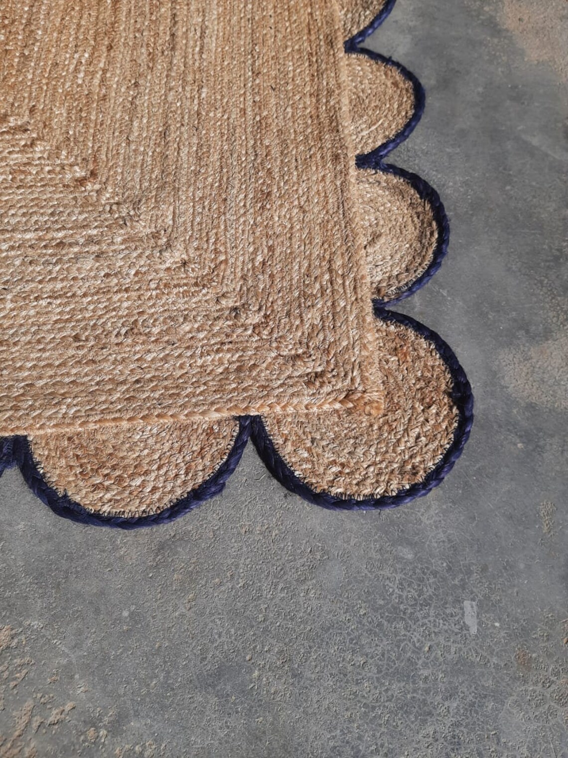 Scalloped Runner Rug Jute Runner Rug,bohemian Scallop Rug, Natural Jute ...
