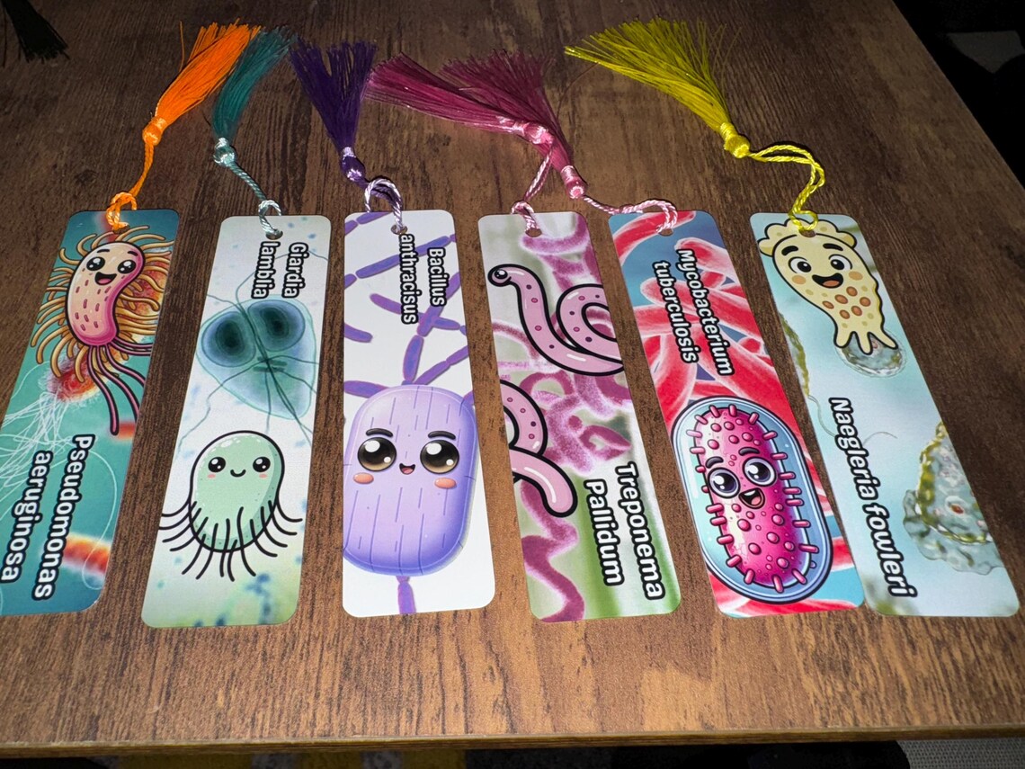 Cartoon Microbe Bookmarks - Fun Gift for Microbiologists, Infectious ...