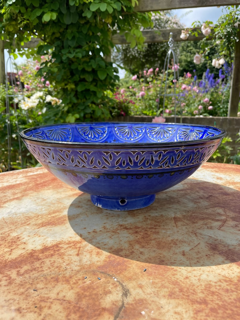 Mid Century Modern Large Blue Decorative Bowl by Safi Earthenware - Etsy
