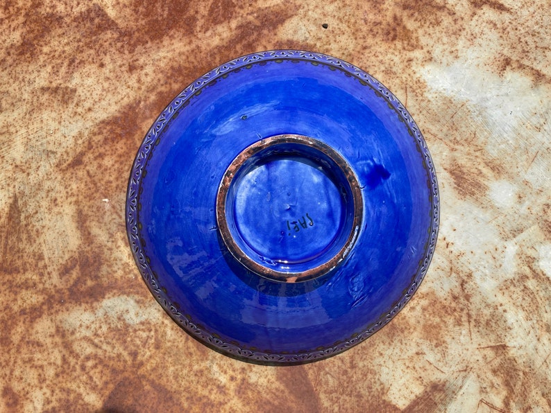 Mid Century Modern Large Blue Decorative Bowl by Safi Earthenware - Etsy