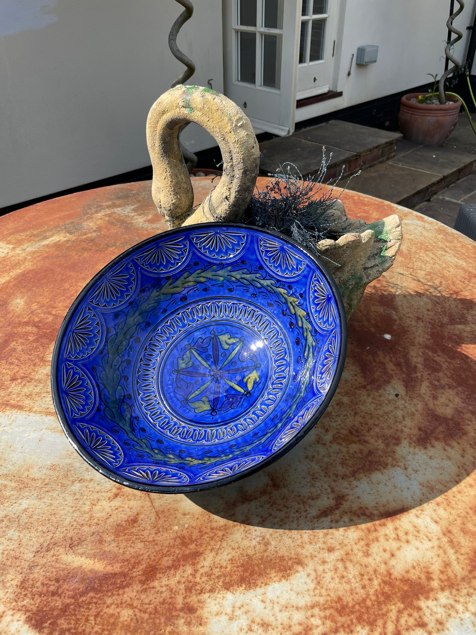 Mid Century Modern Large Blue Decorative Bowl by Safi Earthenware - Etsy