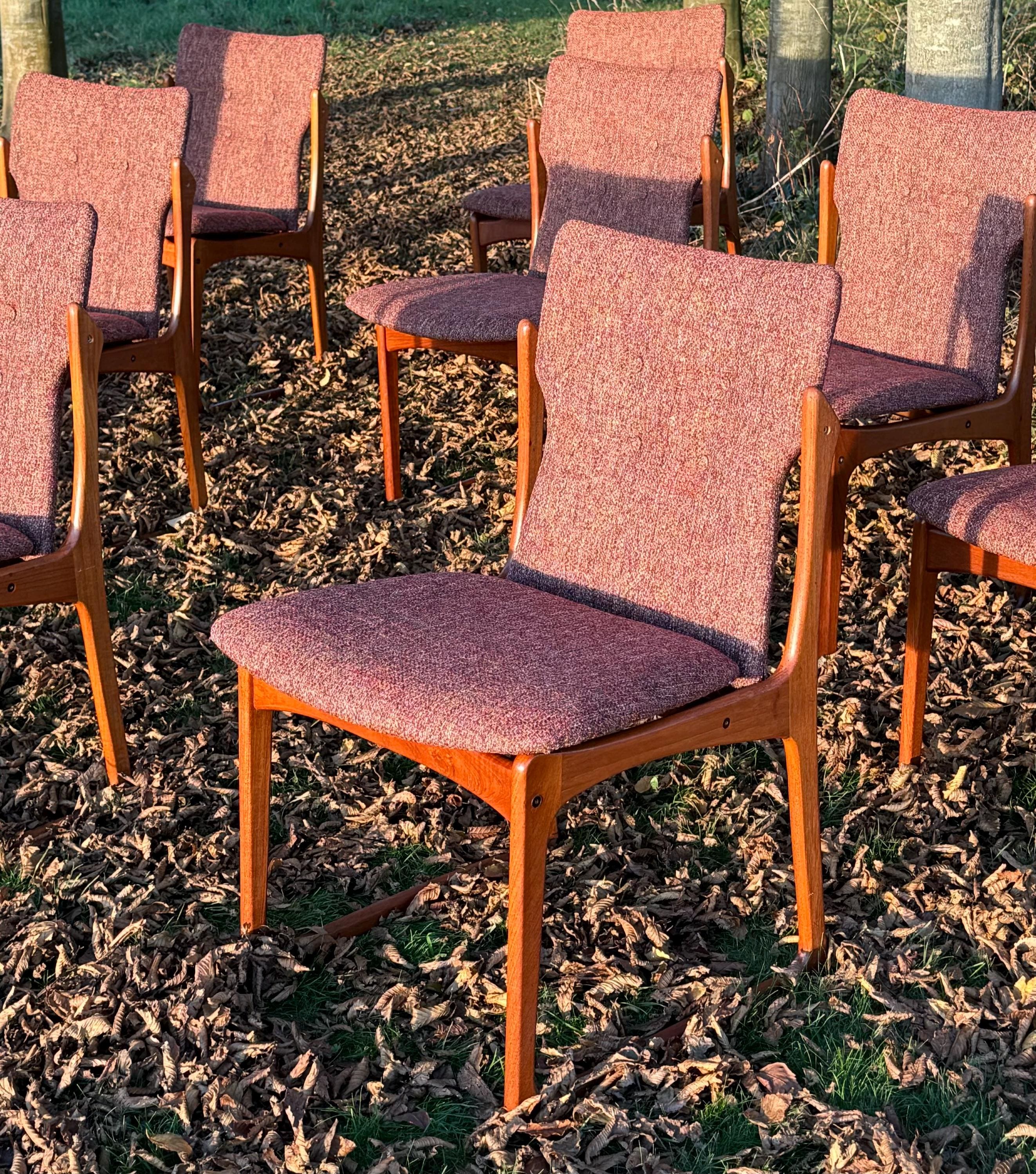 Mid-century Danish Teak Upholstered Set of Eight Dining Chairs by ...