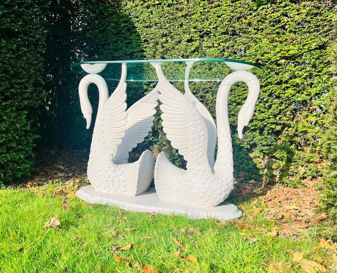 Hollywood Regency Mid Century Modern Swan Console Table - Etsy