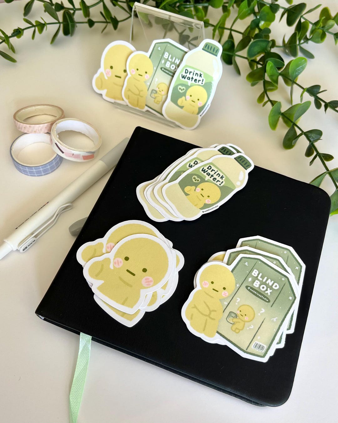 Smiski Blind Box, Drink Water, and Thumbs up Vinyl Waterproof Stickers ...