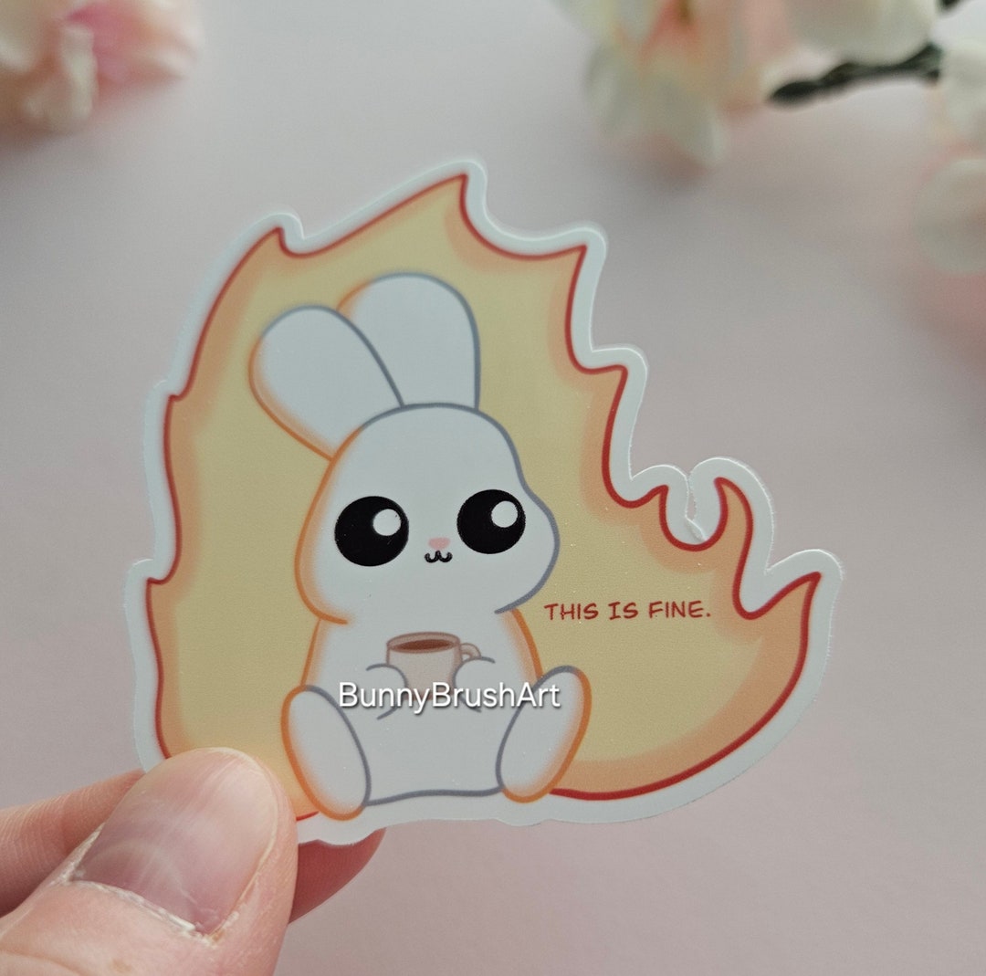 This is Fine Bunny Vinyl Sticker - Etsy