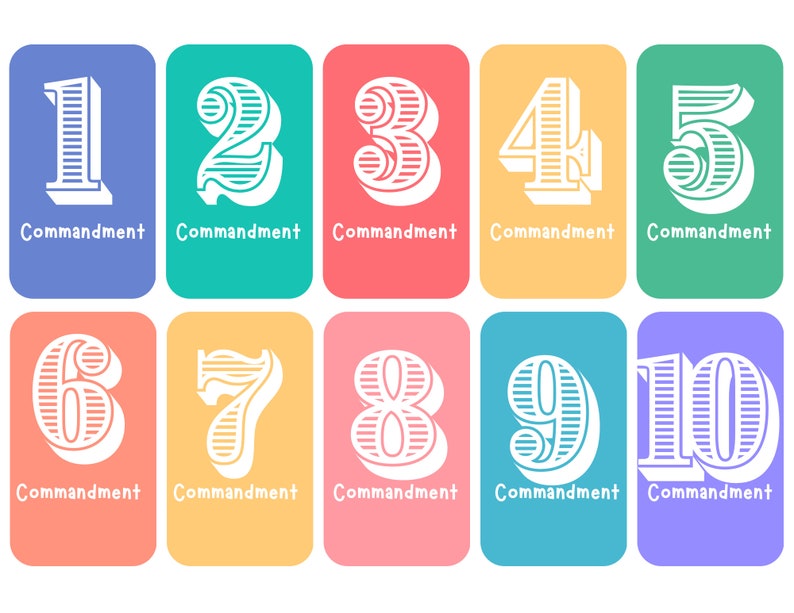 Catholic Ten (10) Commandments Flashcards Printable- Homeschool ...