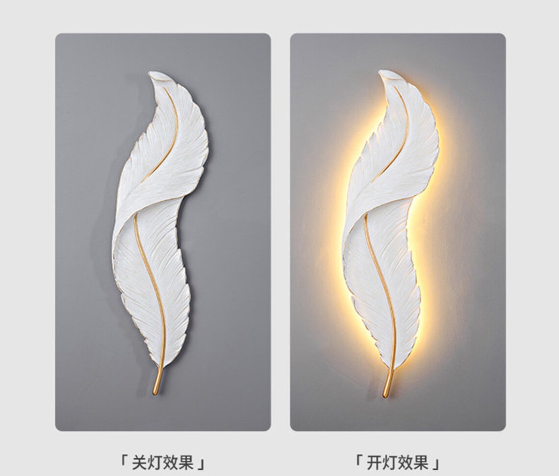 Modern Decorative Feather Led Sconce,white Feather Wall Lamp,living ...