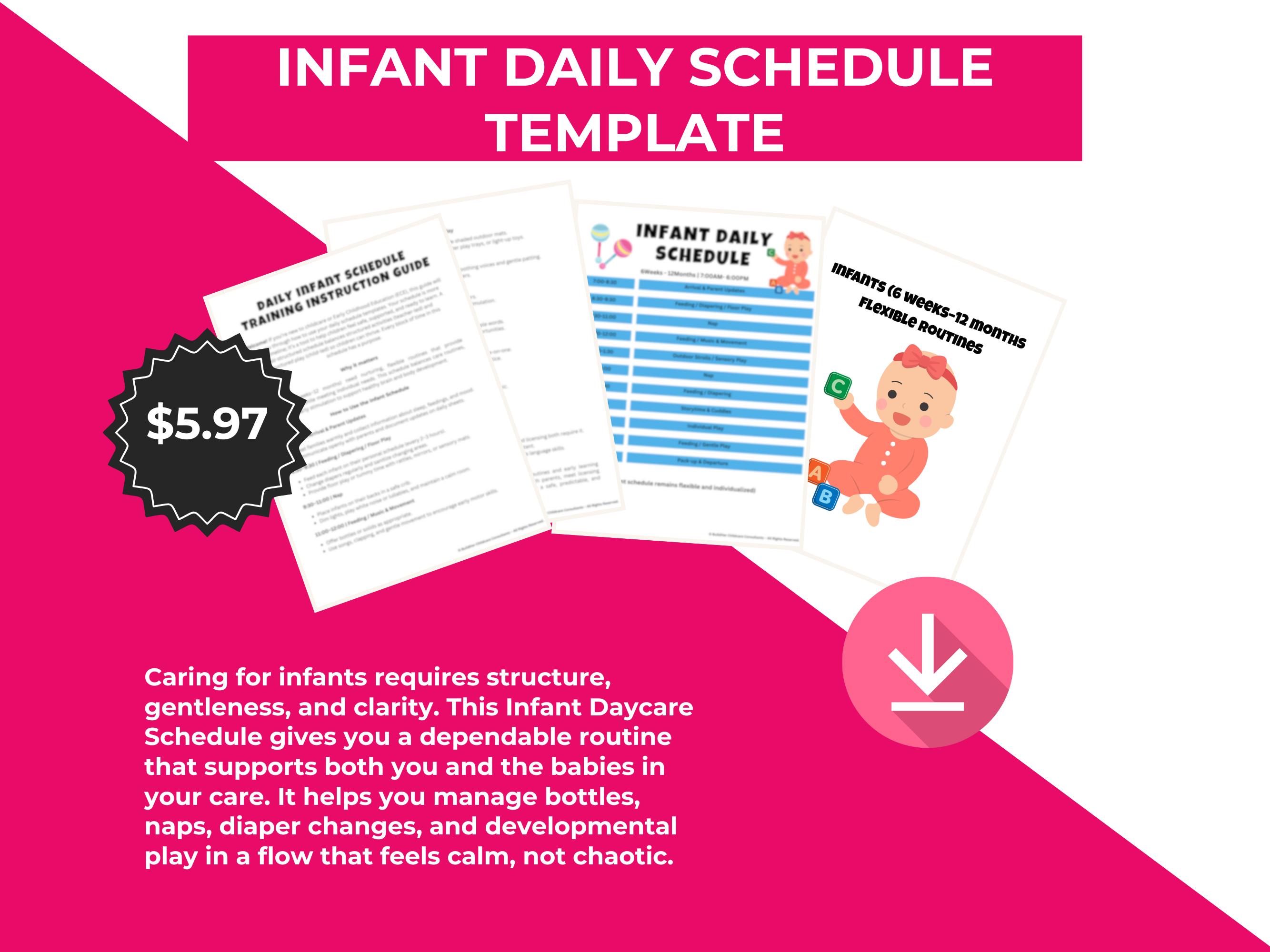 Infant Daycare Schedule Template | Editable Canva & Printable PDF ...