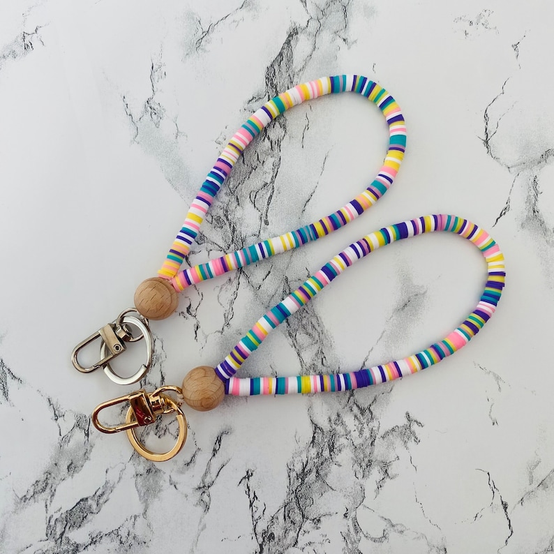 Heishi Keychain Bracelet, Multi-purple Keychain, Beaded Keychain ...