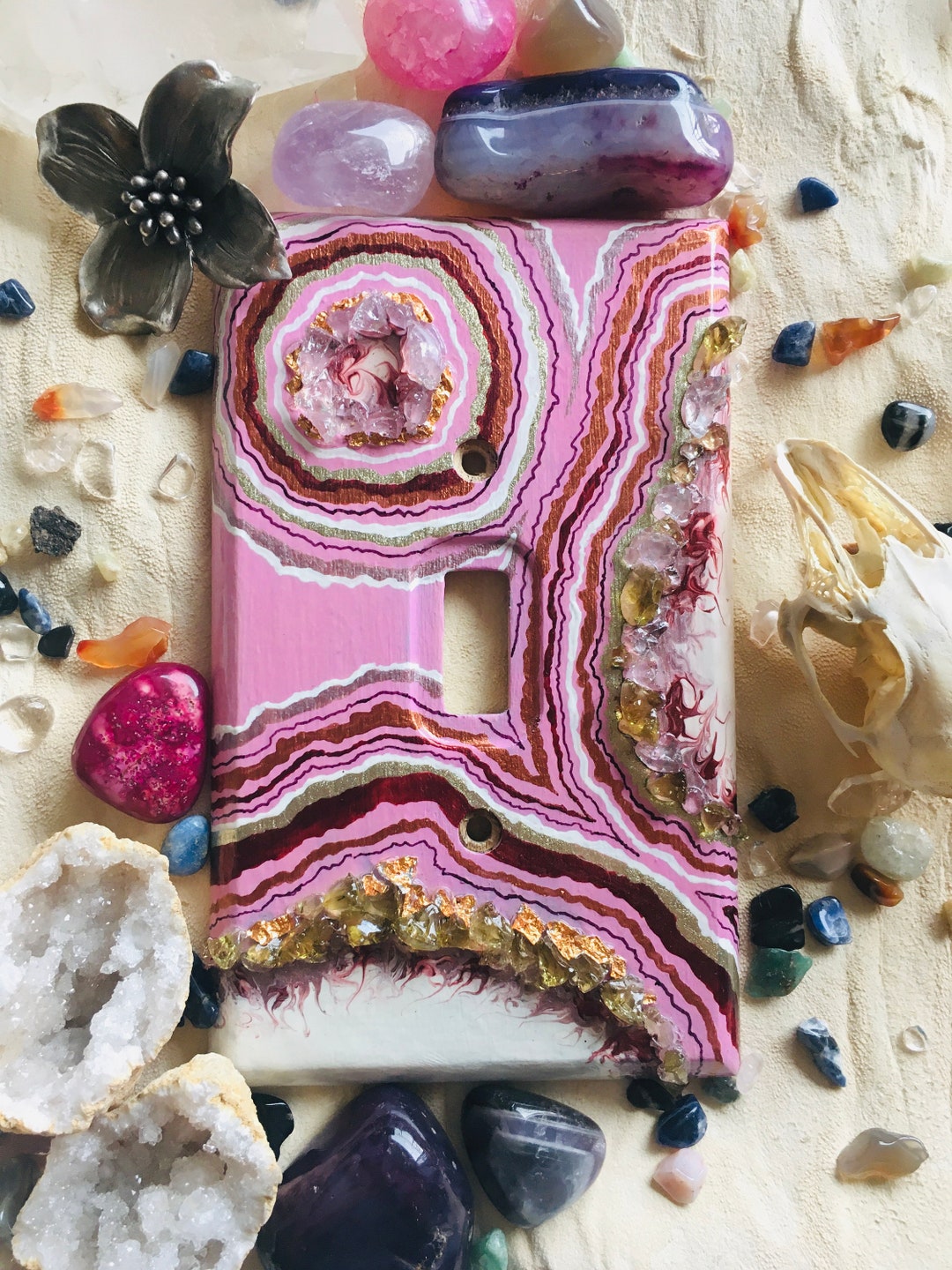 Pink Geode Inspired Switch Plate/cover, Single, Housewarming Gift, Home ...