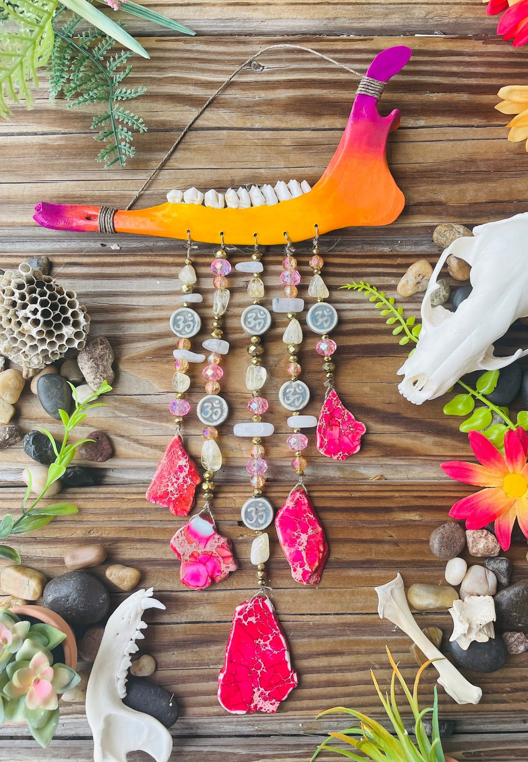 Sunset Gradient Wall Hanging, Painted Bone, Oddities, Home Décor, Bone ...