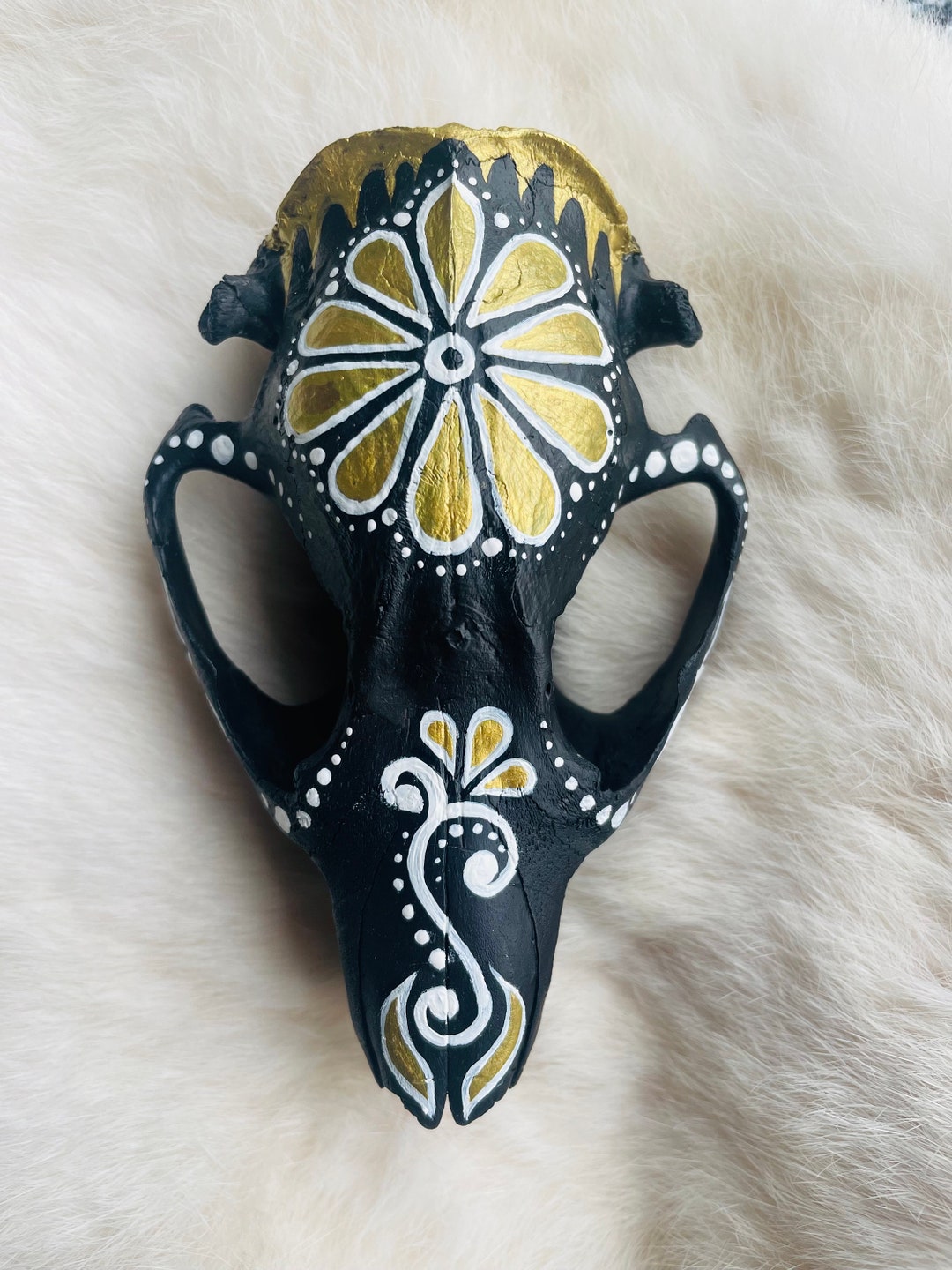 Hand Painted Beaver Skull: Black/white & Gold Sugar Skull Inspired ...