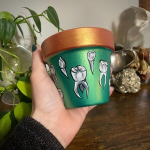 Hand Painted Flower Pot: Human Teeth. Indoor Planters, Home Decor ...
