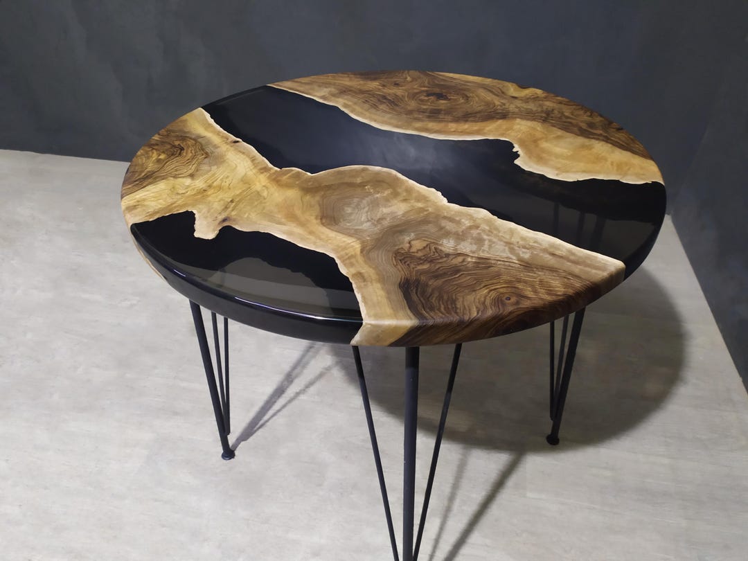Custom Round Epoxy Dining Table, Round Wood and Epoxy Resin Coffee ...