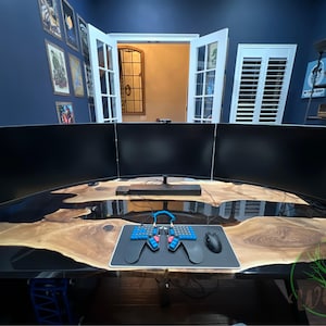Modern Live Edge Wood Computer Desk for Home Office With Rustic ...