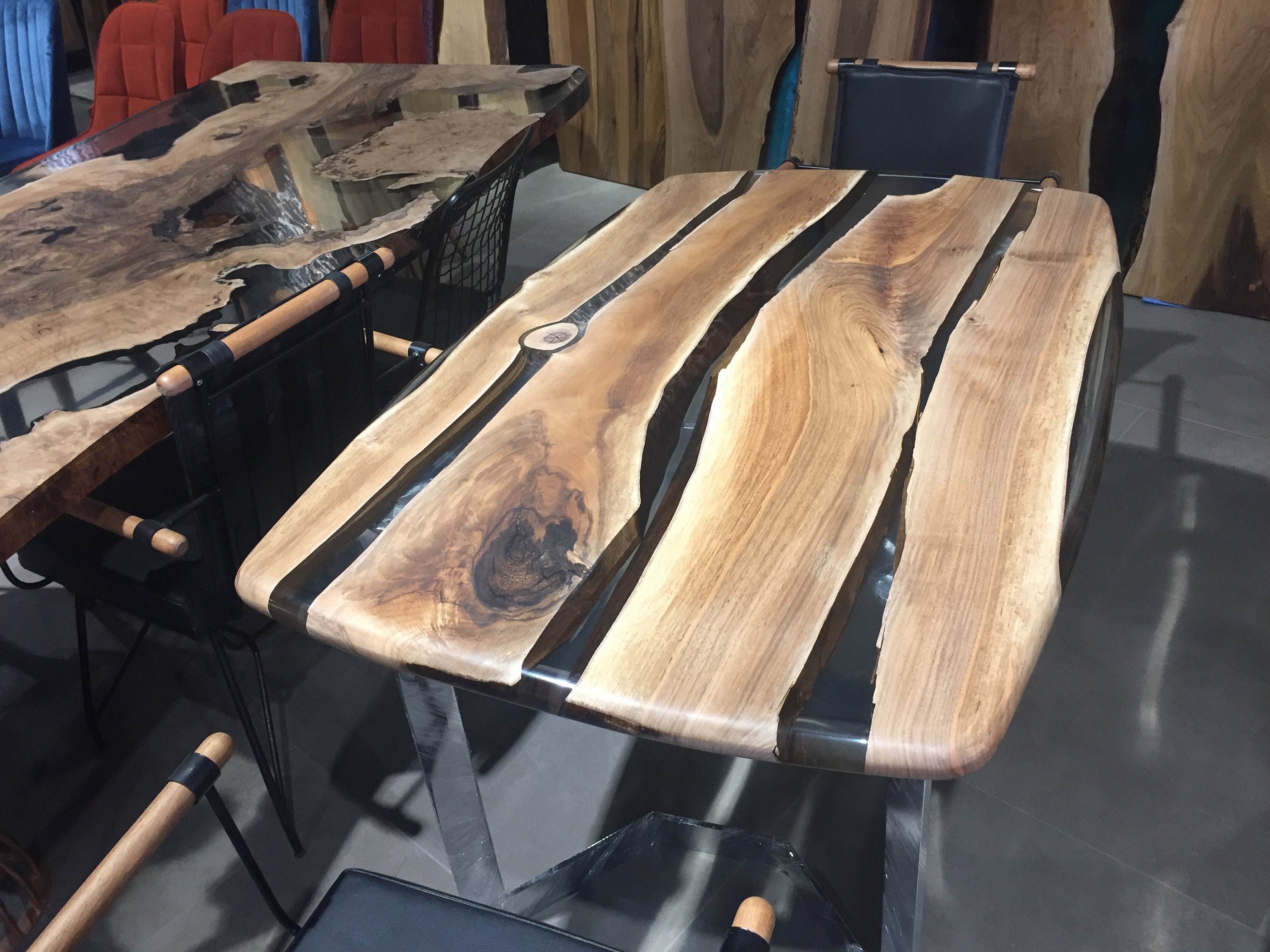 Custom Live Edge Dining Table Epoxy River Table Resin Coffee | Etsy