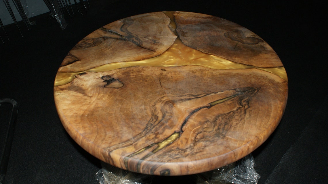 Round Dining Table Live Edge Wood Dining Table Round Gold - Etsy