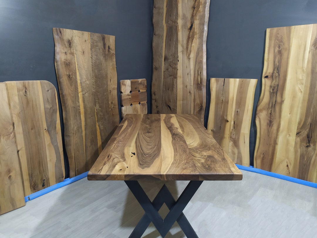 Solid Walnut Wood Dining Table, Custom Walnut Wood Slab Dinning Table ...