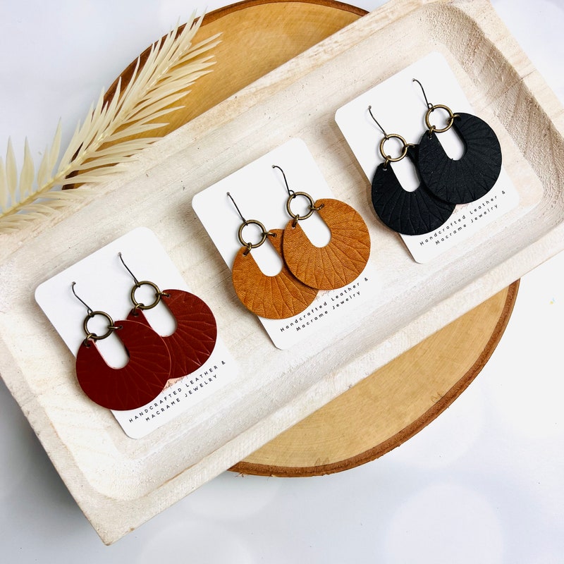 Leather Earrings - Etsy