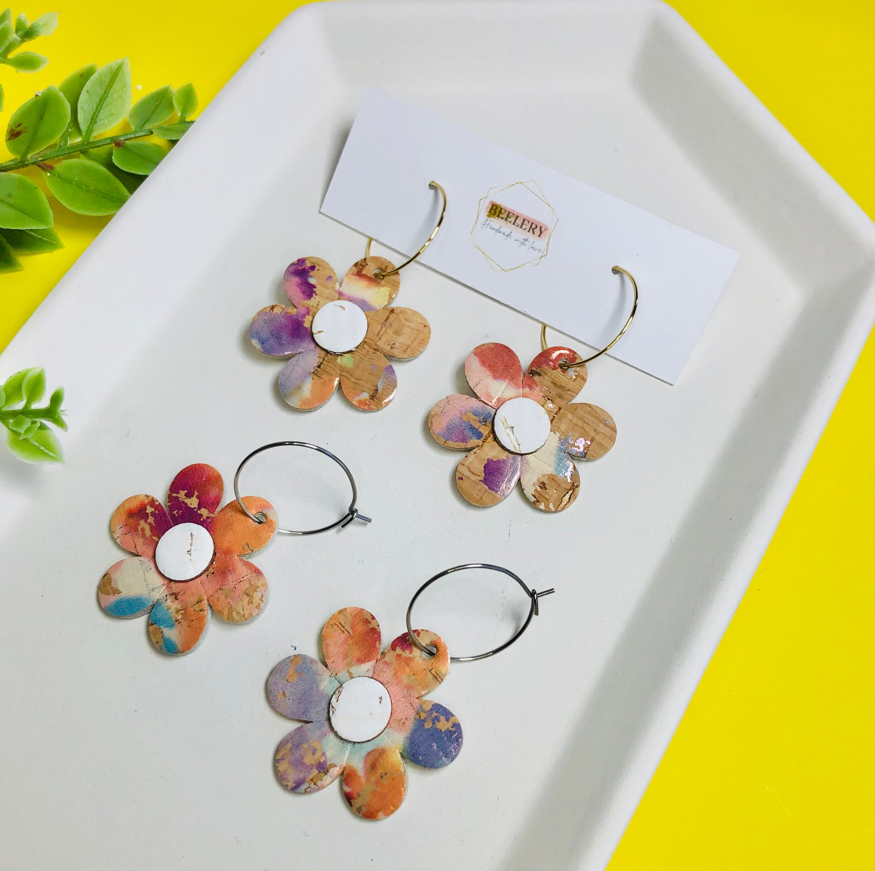 Daisy Hoop Earrings, Daisy Flower Hoops, Retro Flower Earrings, Flower ...