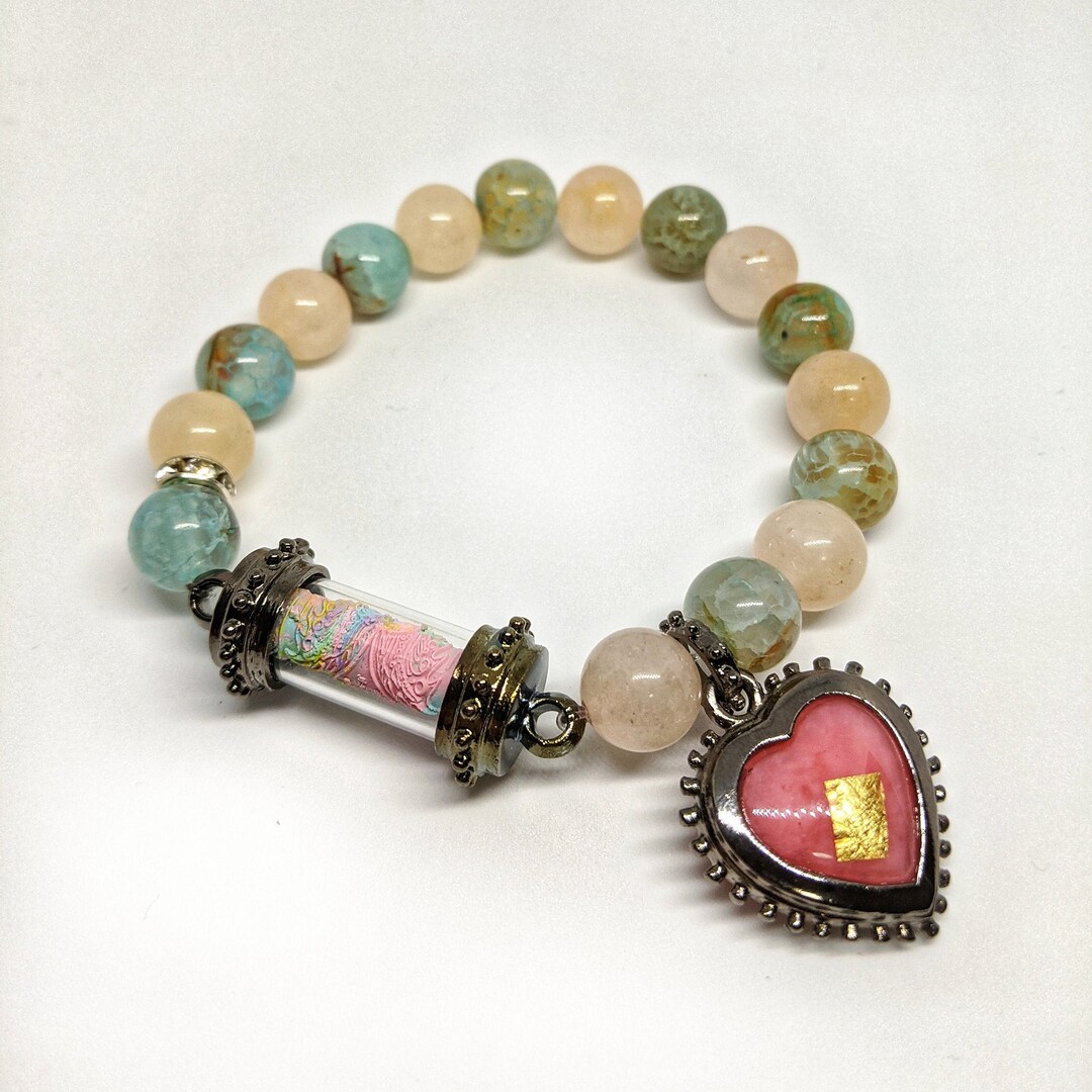 Rare Thai Multi-colour Carved Amulet With Heart Charm Amulet With ...