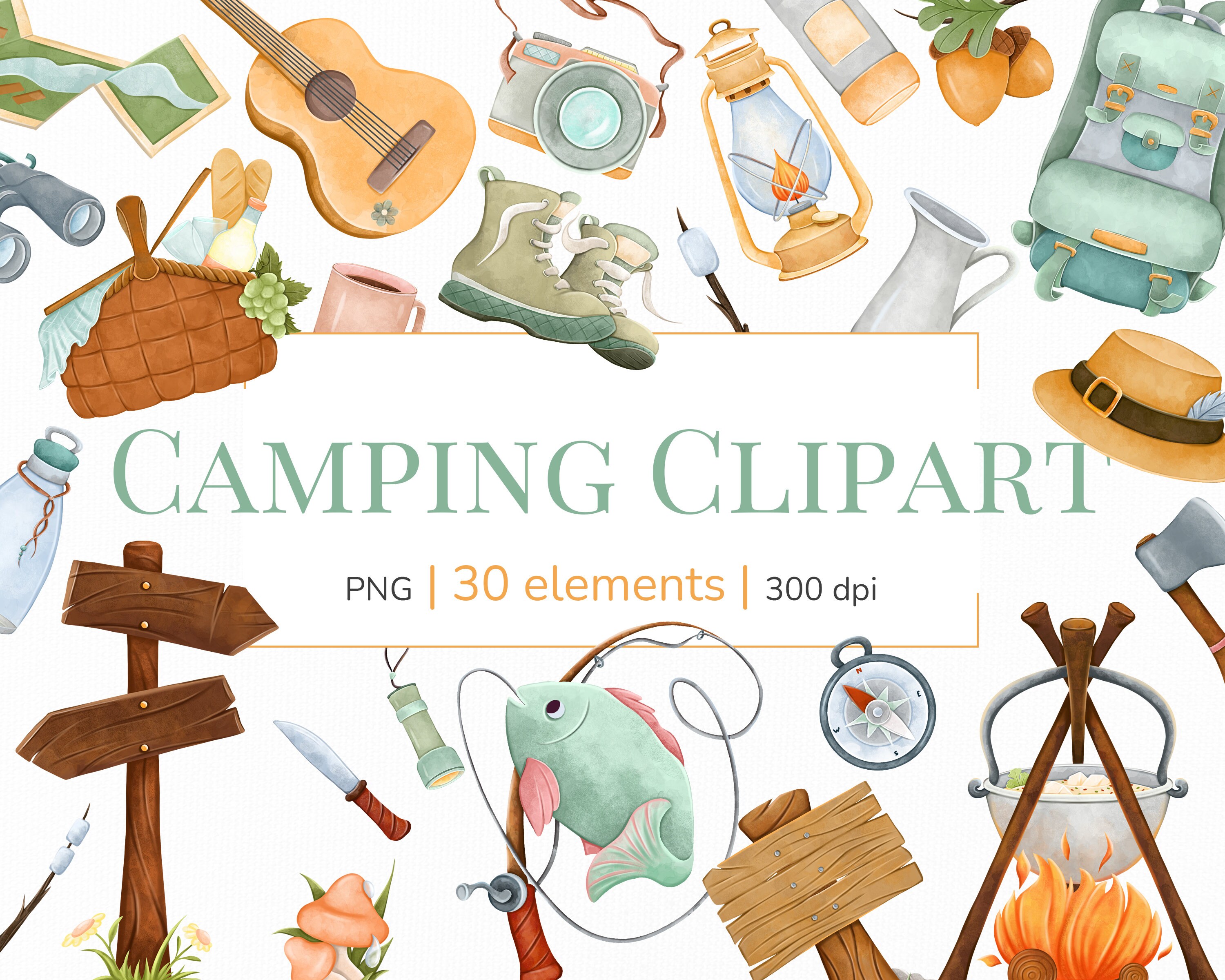 Camping Clipart Summer Clipart Travel Clipart Camper - Etsy Australia