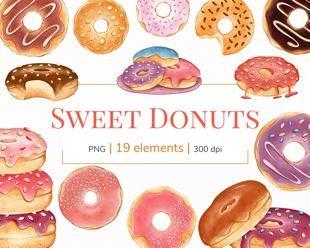 Donuts Clipart | Watercolor Donuts Clip Art | Sweet Bakery Food Art ...