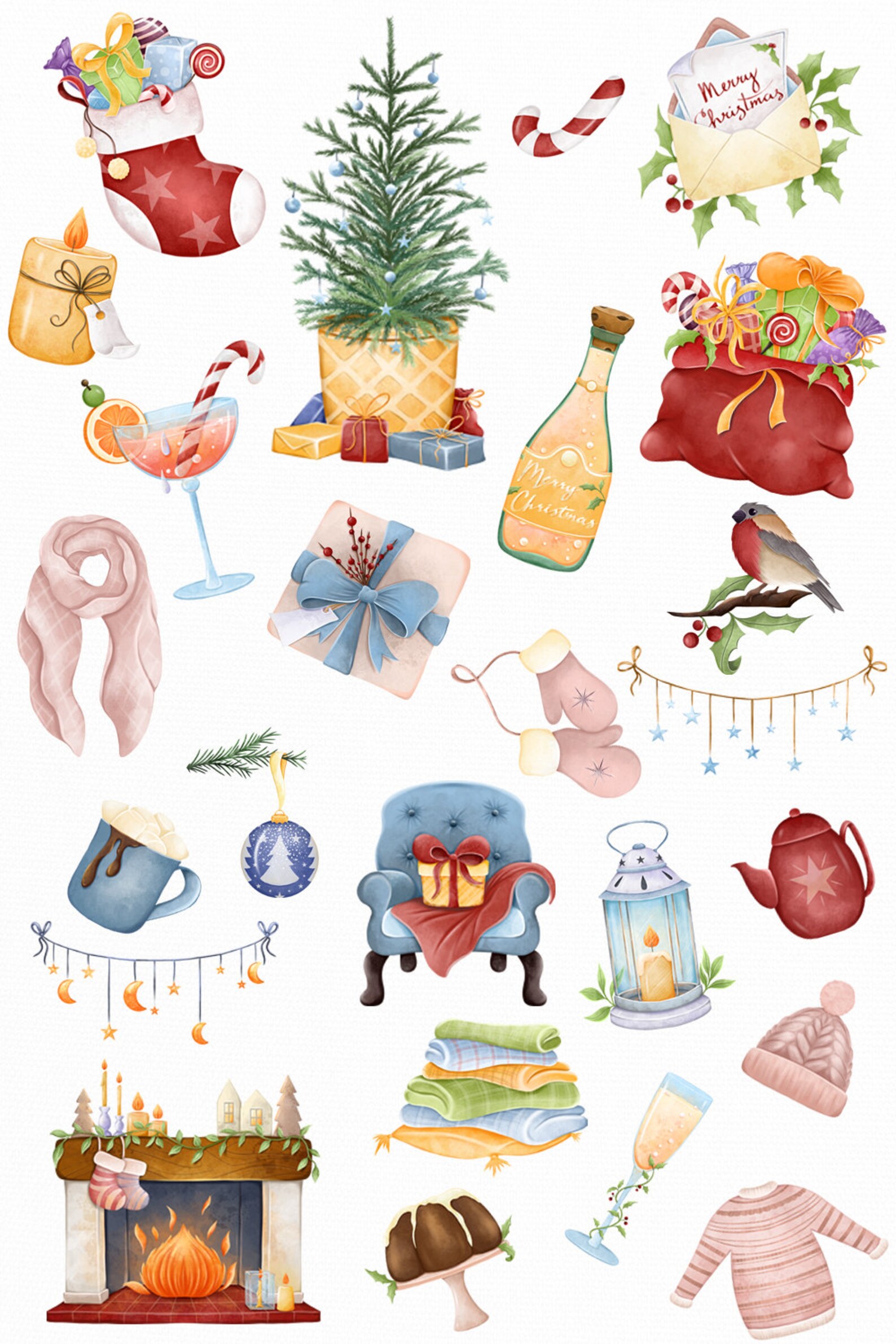 Christmas Clipart Winter Clipart Holiday Clipart PNG - Etsy
