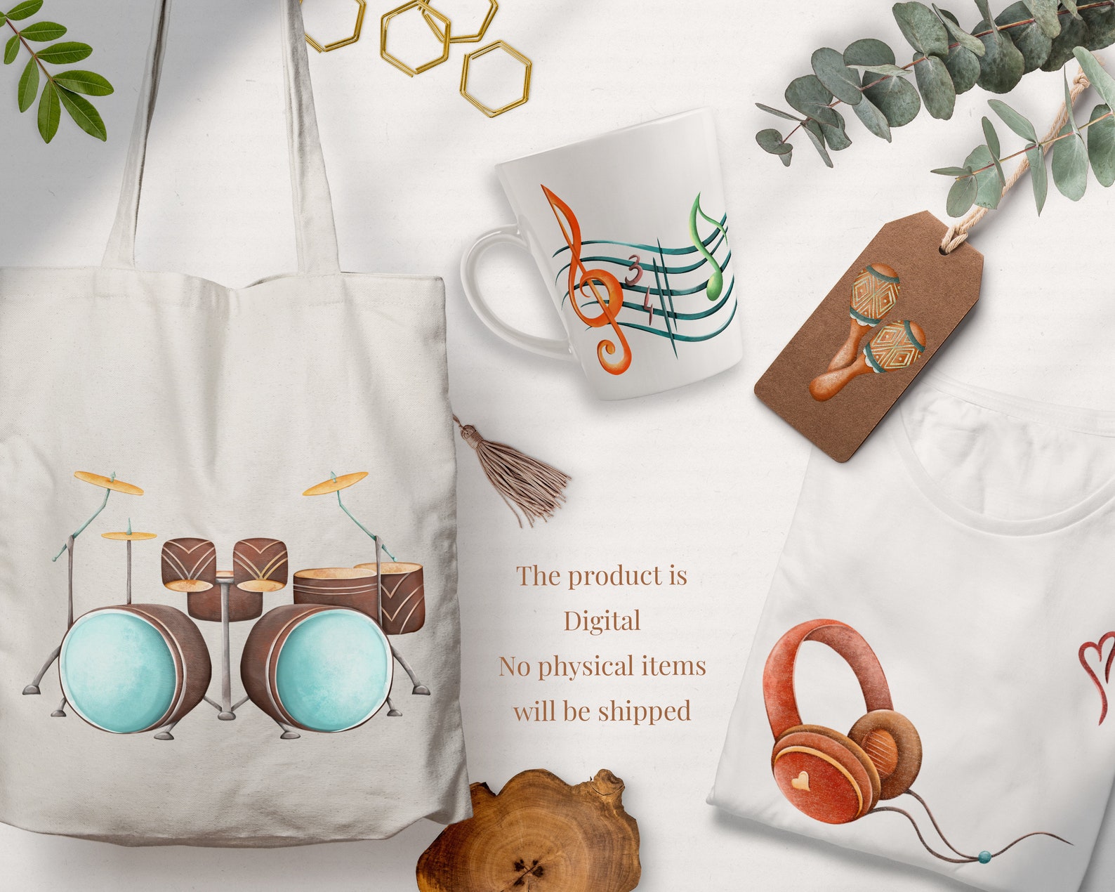 Music Clipart Png Digital Watercolor Musical Instruments | Etsy