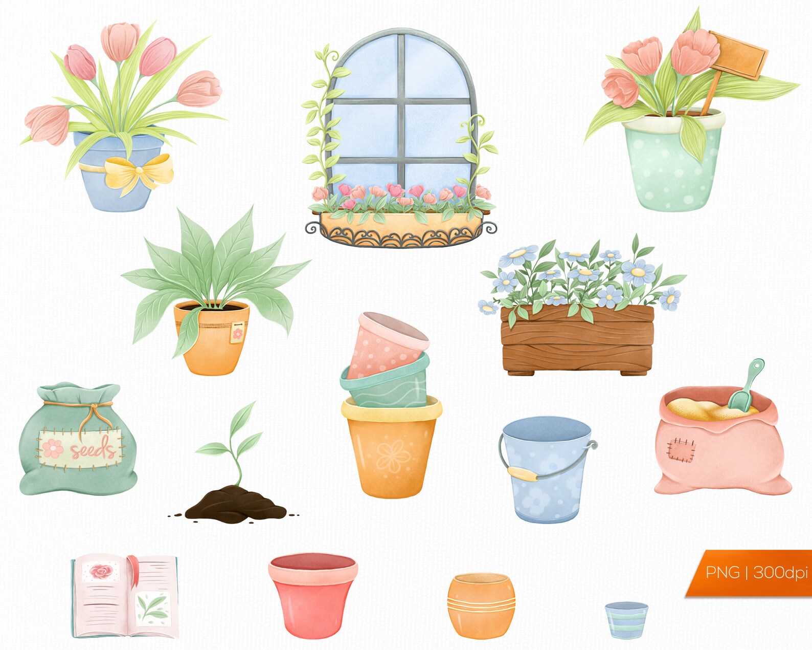 Garden Clipart Bundle Gardening Clip Art Spring Clipart - Etsy