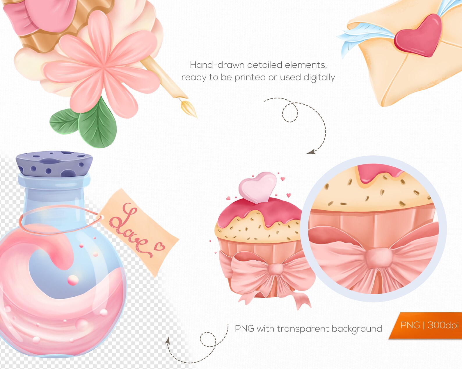 Valentines Day Clipart Bundle Valentine Clipart Cute Love | Etsy