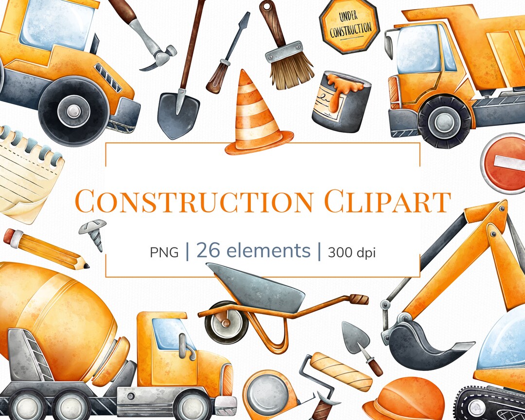 Construction Clipart | Watercolor Construction Truck Clipart ...