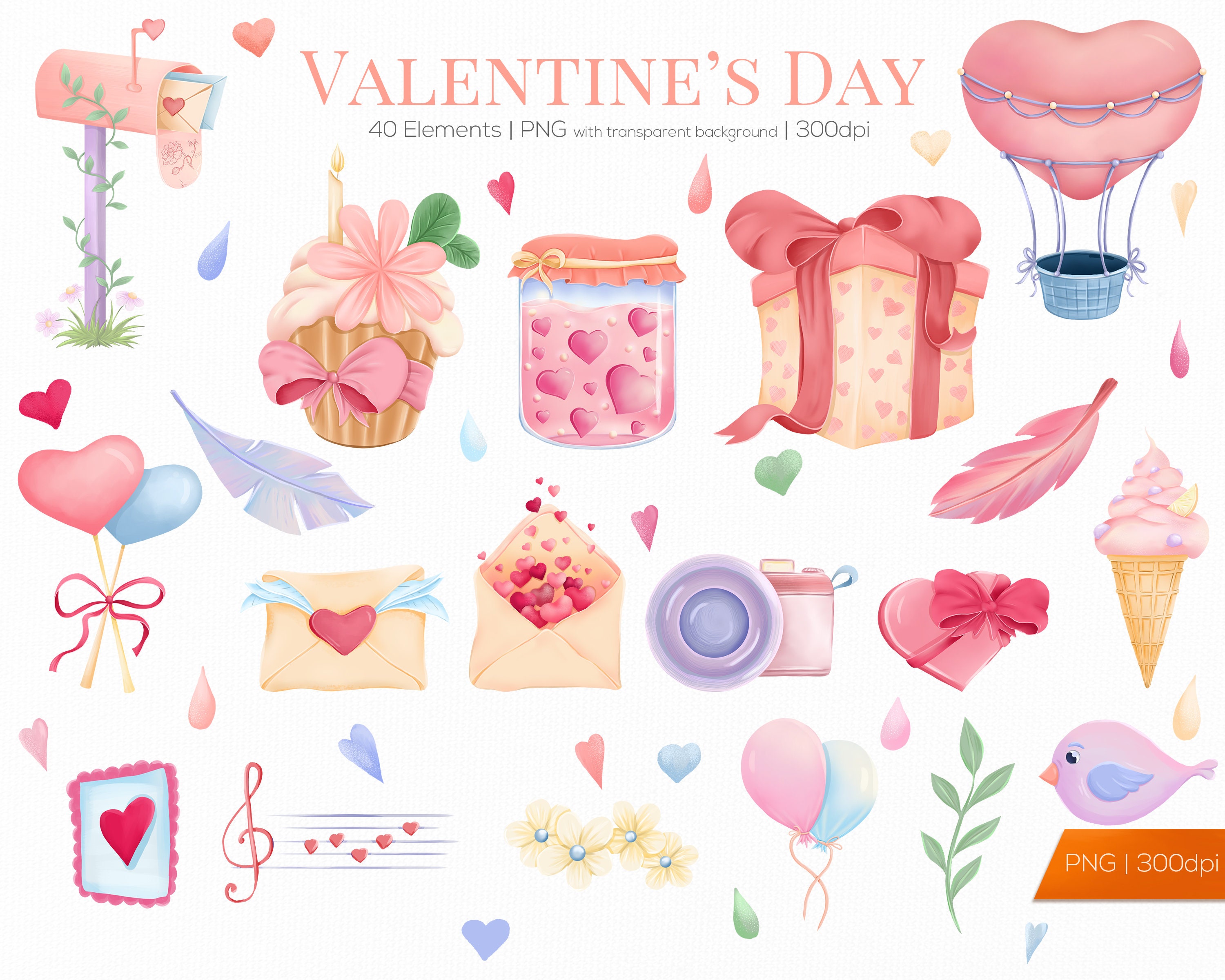 Valentines Day Clipart Valentine Clipart Cute Love Clipart - Etsy