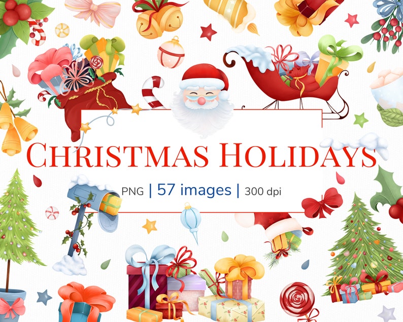 Christmas Clip Art Holiday Clipart Christmas Clipart | Etsy