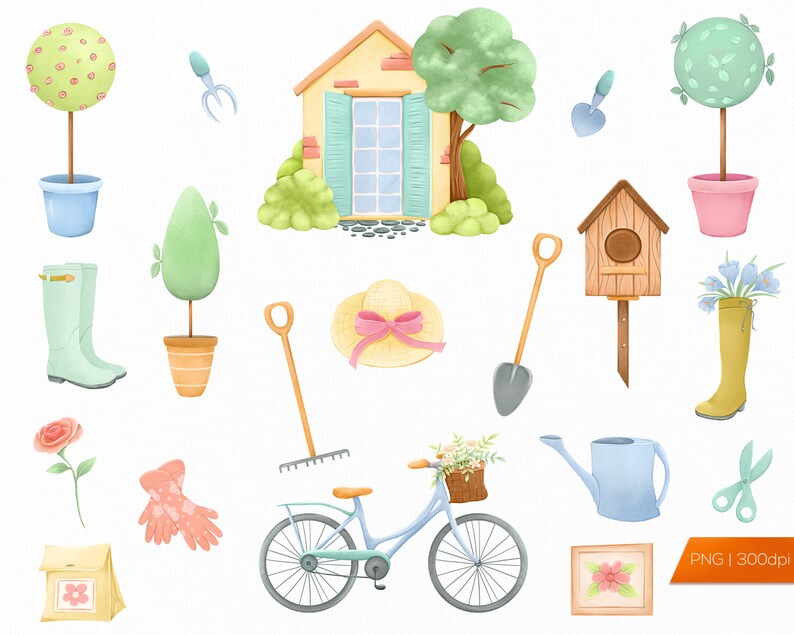 Garden Clipart Bundle Gardening Clip Art Spring Clipart - Etsy