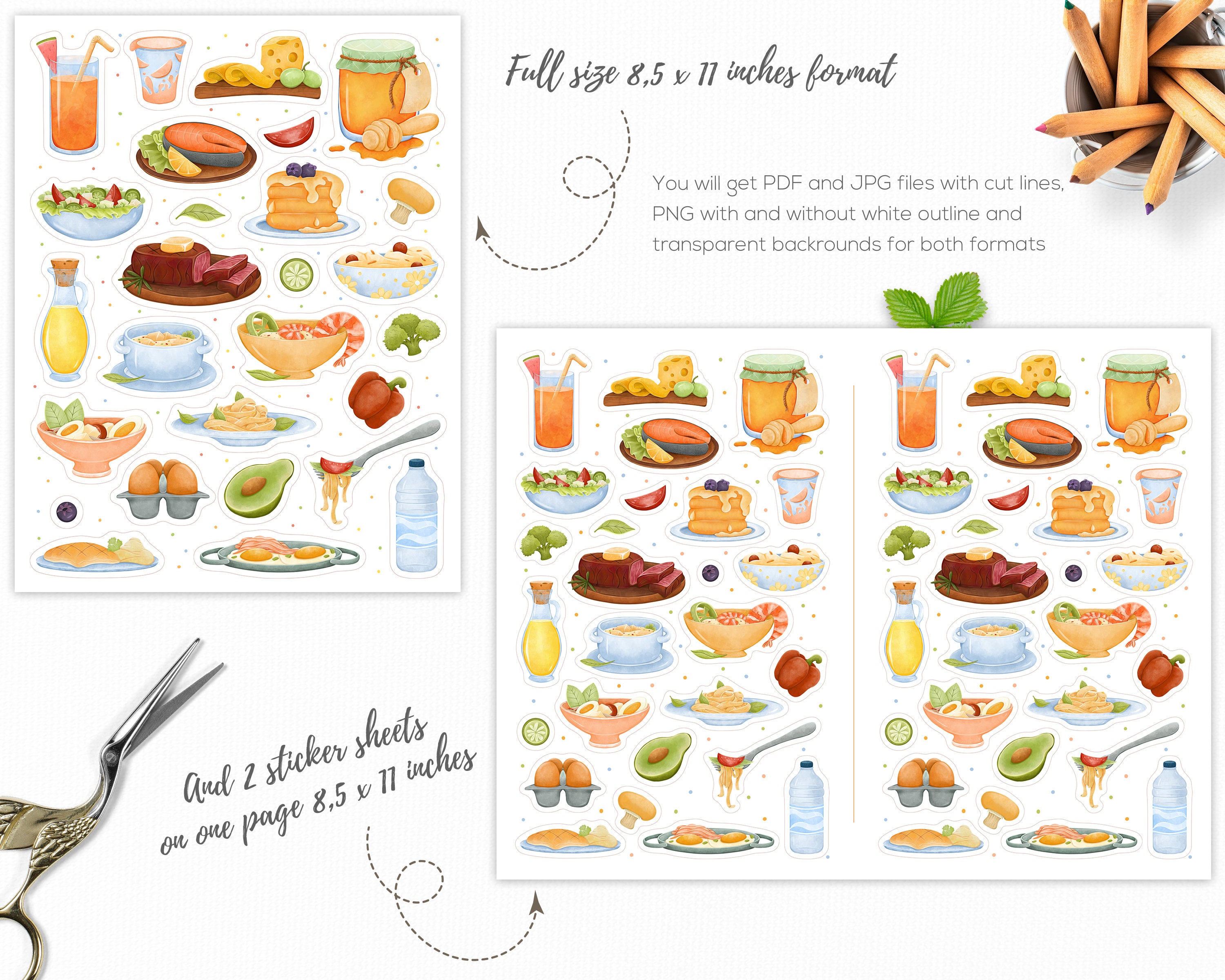 Healthy Food Sticker Sheet Food Planner Stickers Bullet | Etsy