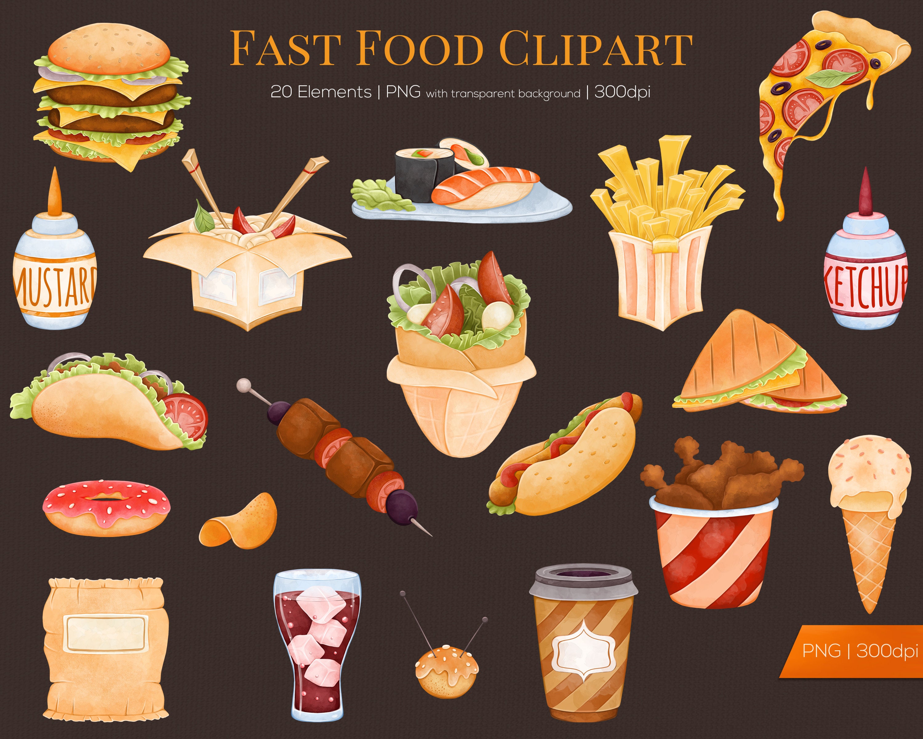 Fastfood Clipart Junk Food Clipart Food Clip Art - Etsy